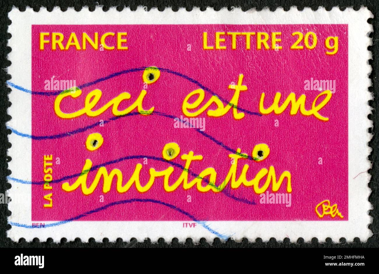 TIMBRE OBLITÉRÉ CECI EST UNE INVITATION. FRANCE. LETTRE 20 G. LA POSTE Stock Photo - Alamy