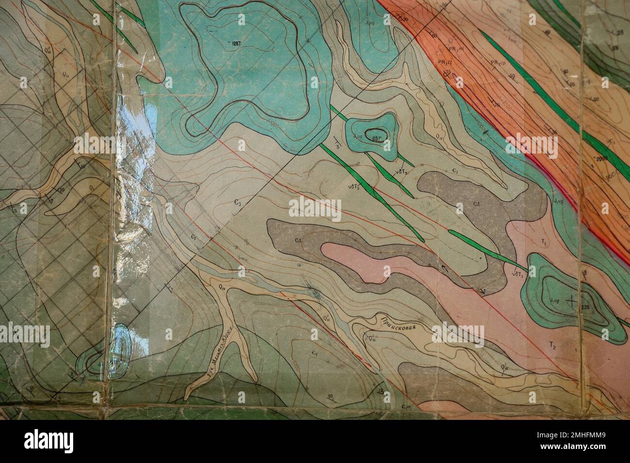 geological map old paper as background close up Stock Photo - Alamy