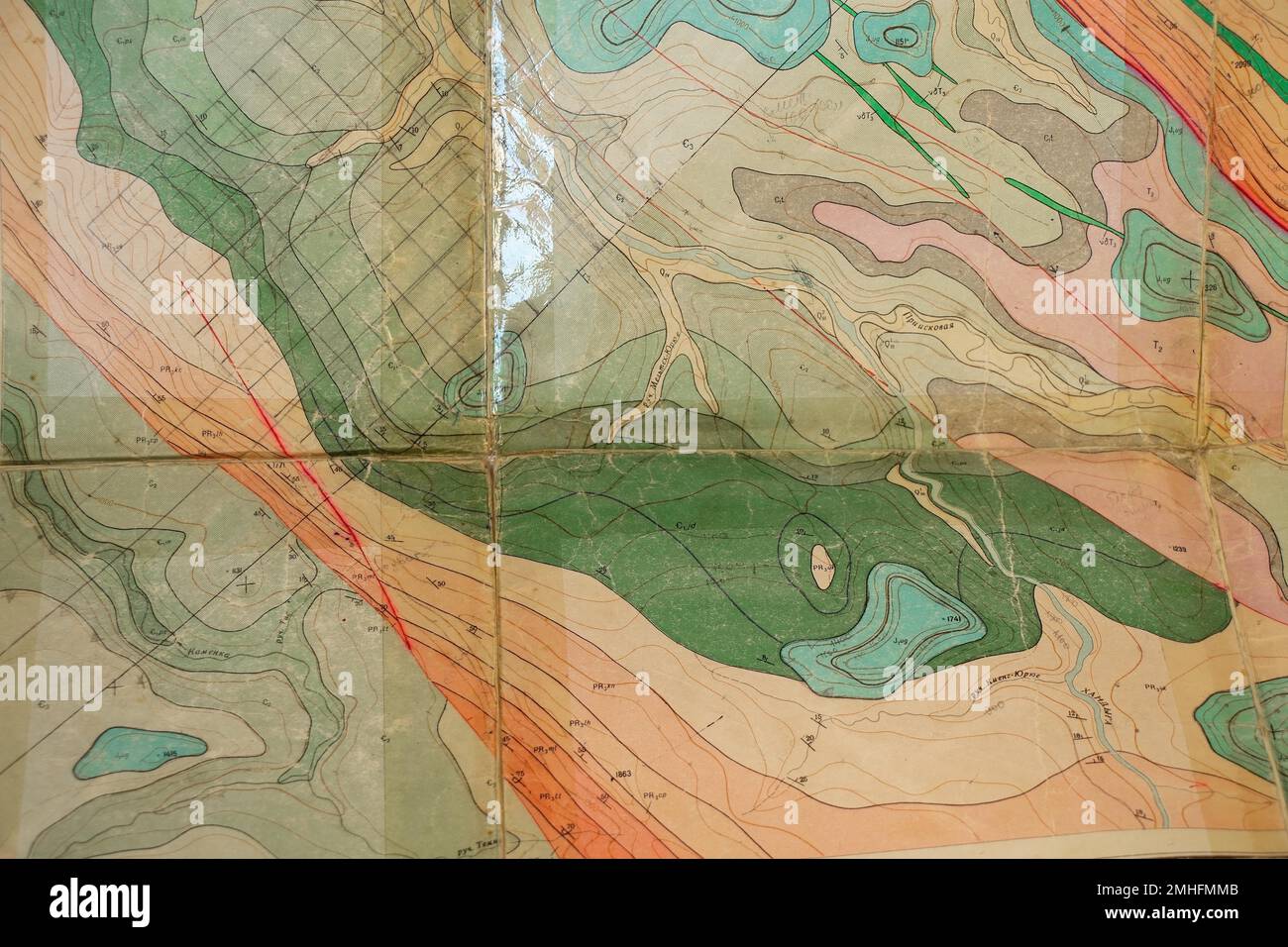 geological map old paper as background close up Stock Photo - Alamy
