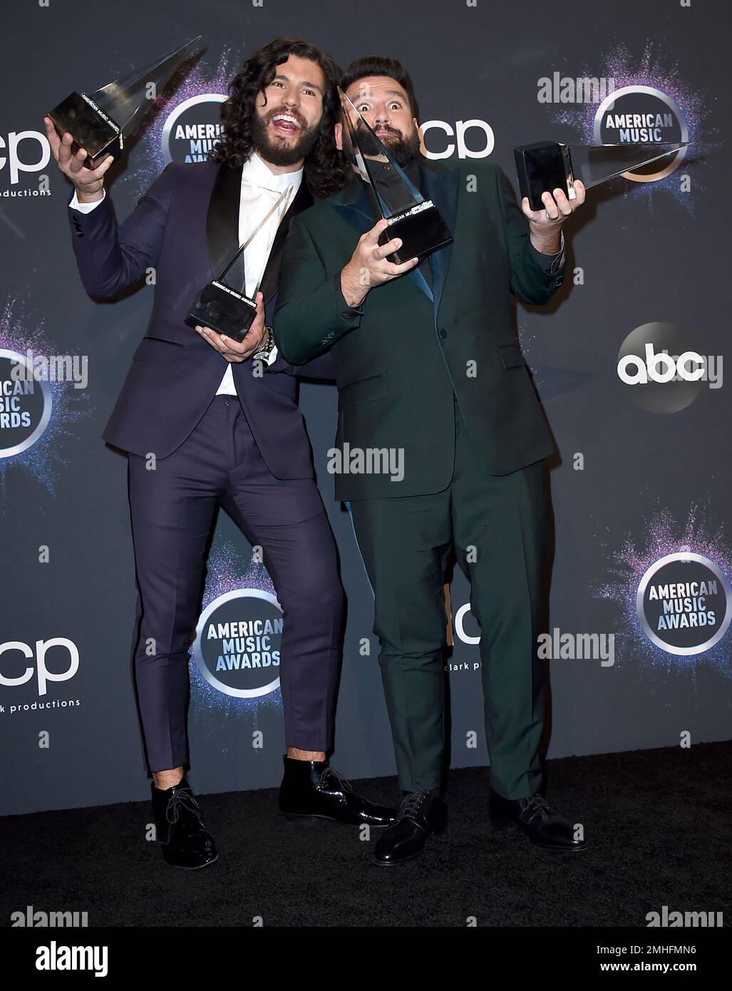 Dan Smyers, left, and Shay Mooney, of Dan + Shay, pose in the press ...