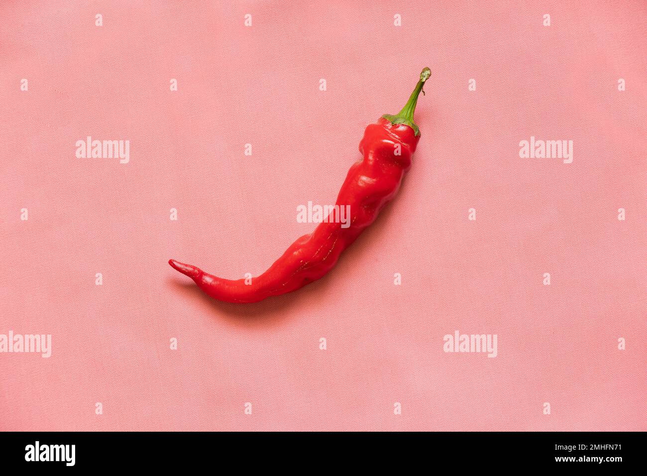 one red hot chili pepper on colored paper background Stock Photo - Alamy