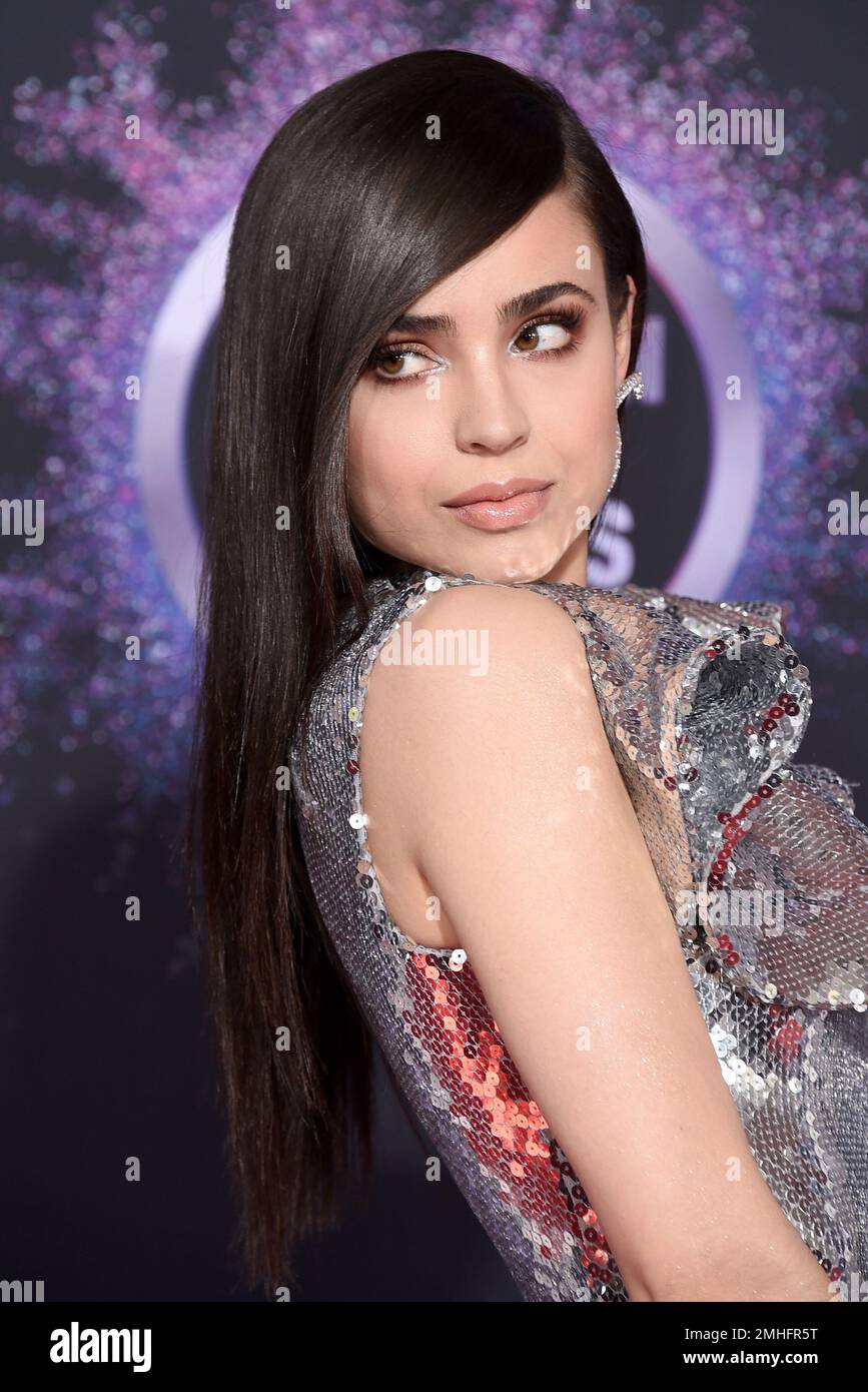 Sofia Carson arrives at the American Music Awards on Sunday, Nov. 24 ...