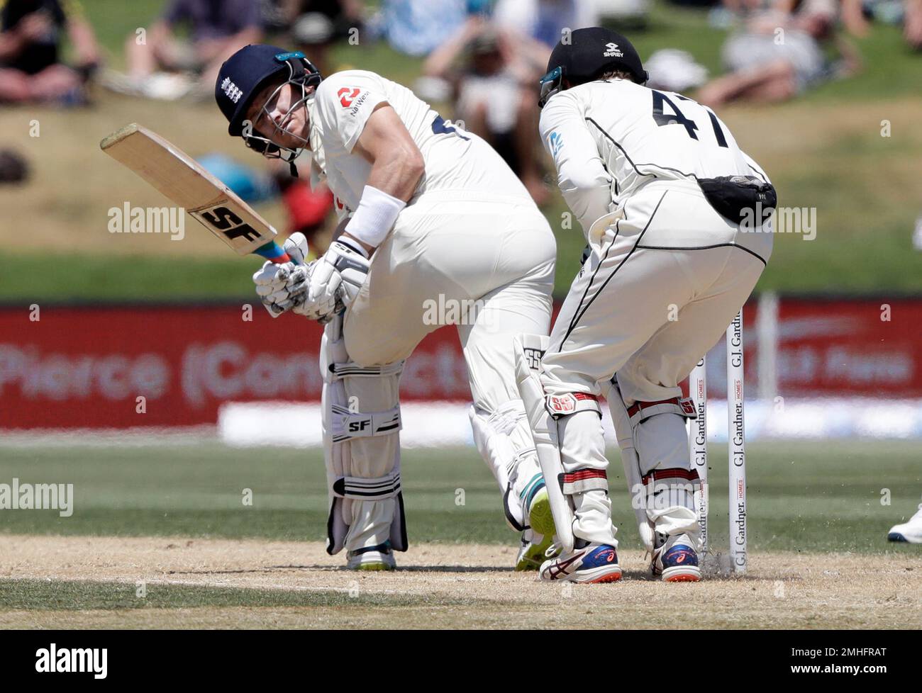 England's Joe Denly bats during play on the final day of the first ...