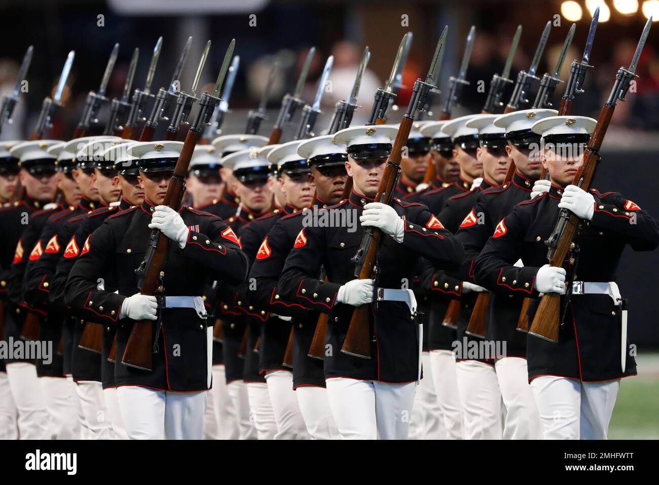 The U.S. Marine Corps Silent Drill Platoon, based at Marine barracks ...