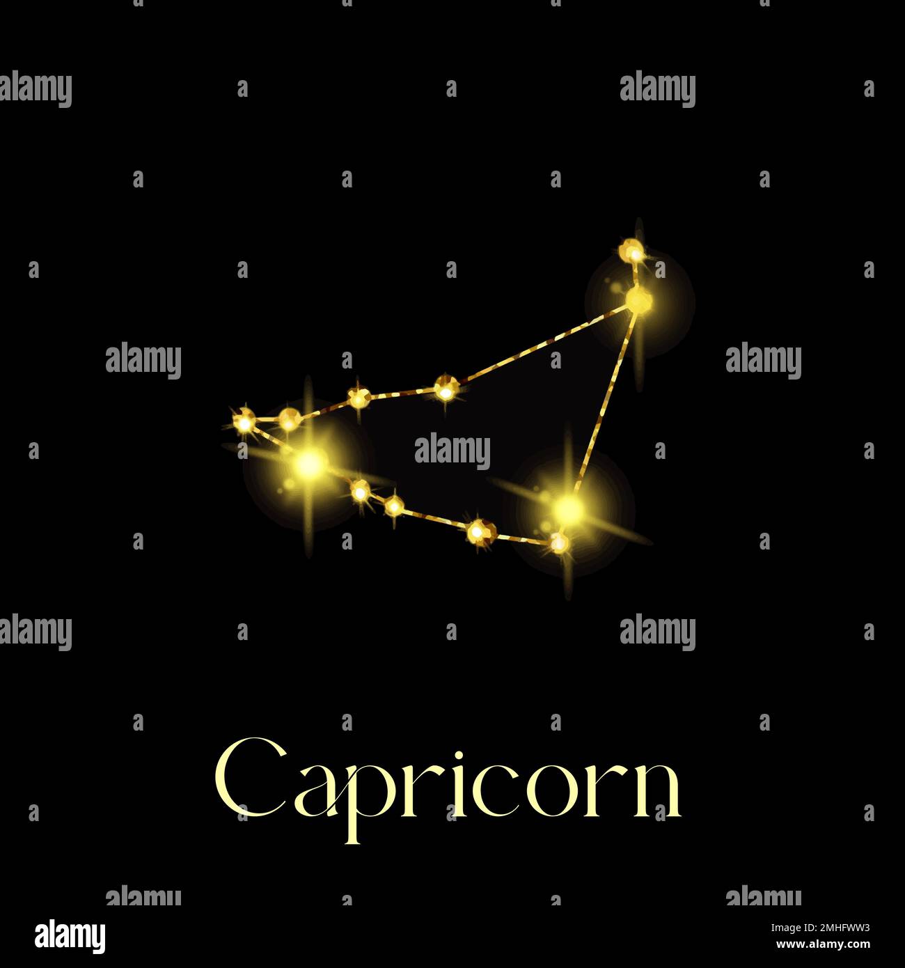 Horoscope Capricorn Constellations of the zodiac sign from a golden ...
