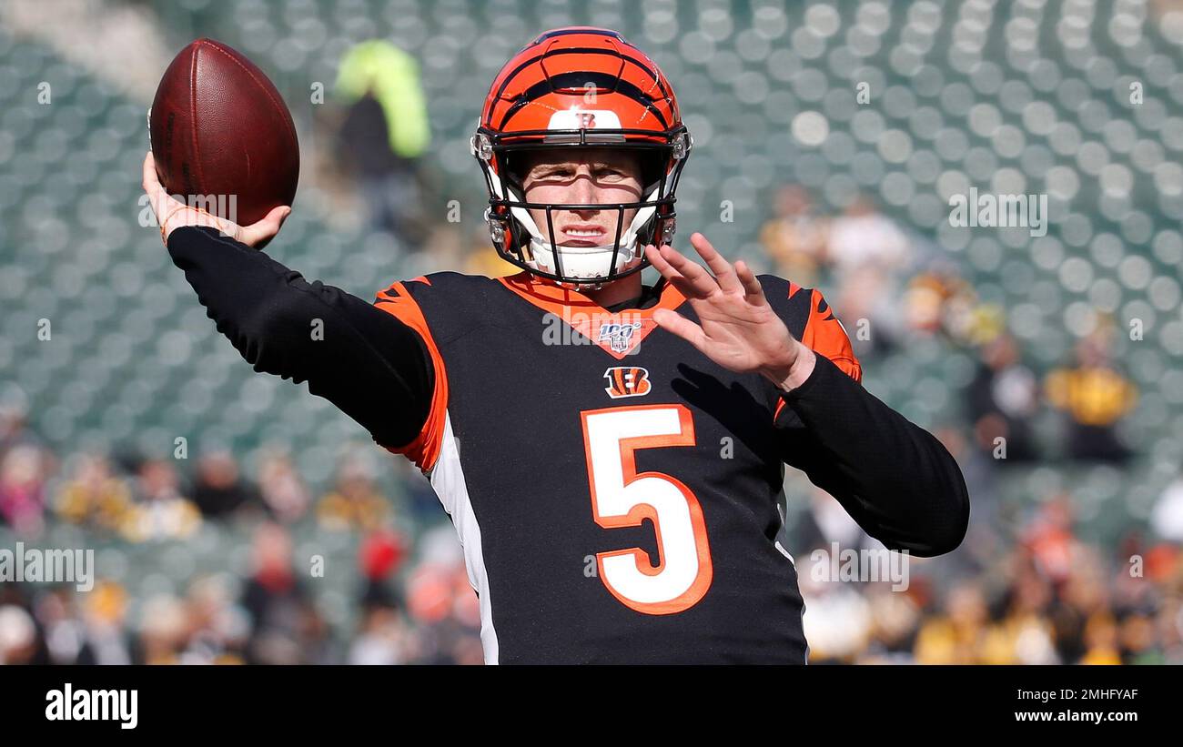 Cincinnati Bengals quarterback Ryan Finley practices before an NFL ...