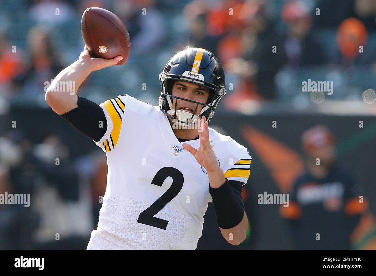 Pittsburgh Steelers quarterback Mason Rudolph practices before an NFL ...