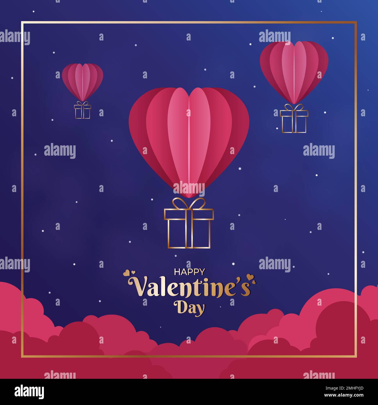 Happy Valentine’s Day Modern Square Poster Vector Illustration ...