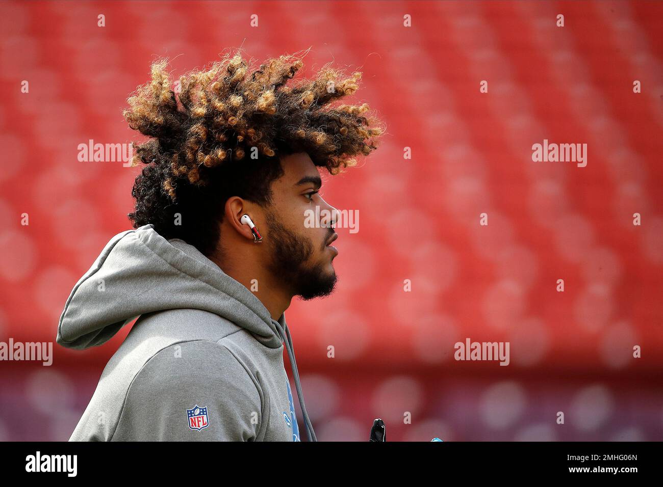 Detroit Lions running back Ty Johnson works out prior to an NFL ...