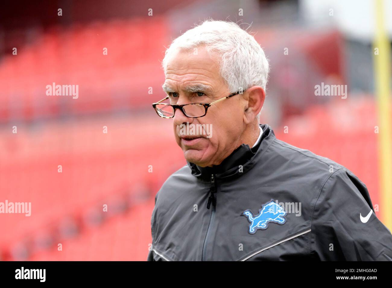 Detroit Lions defensive coordinator Paul Pasqualoni looks on prior to ...