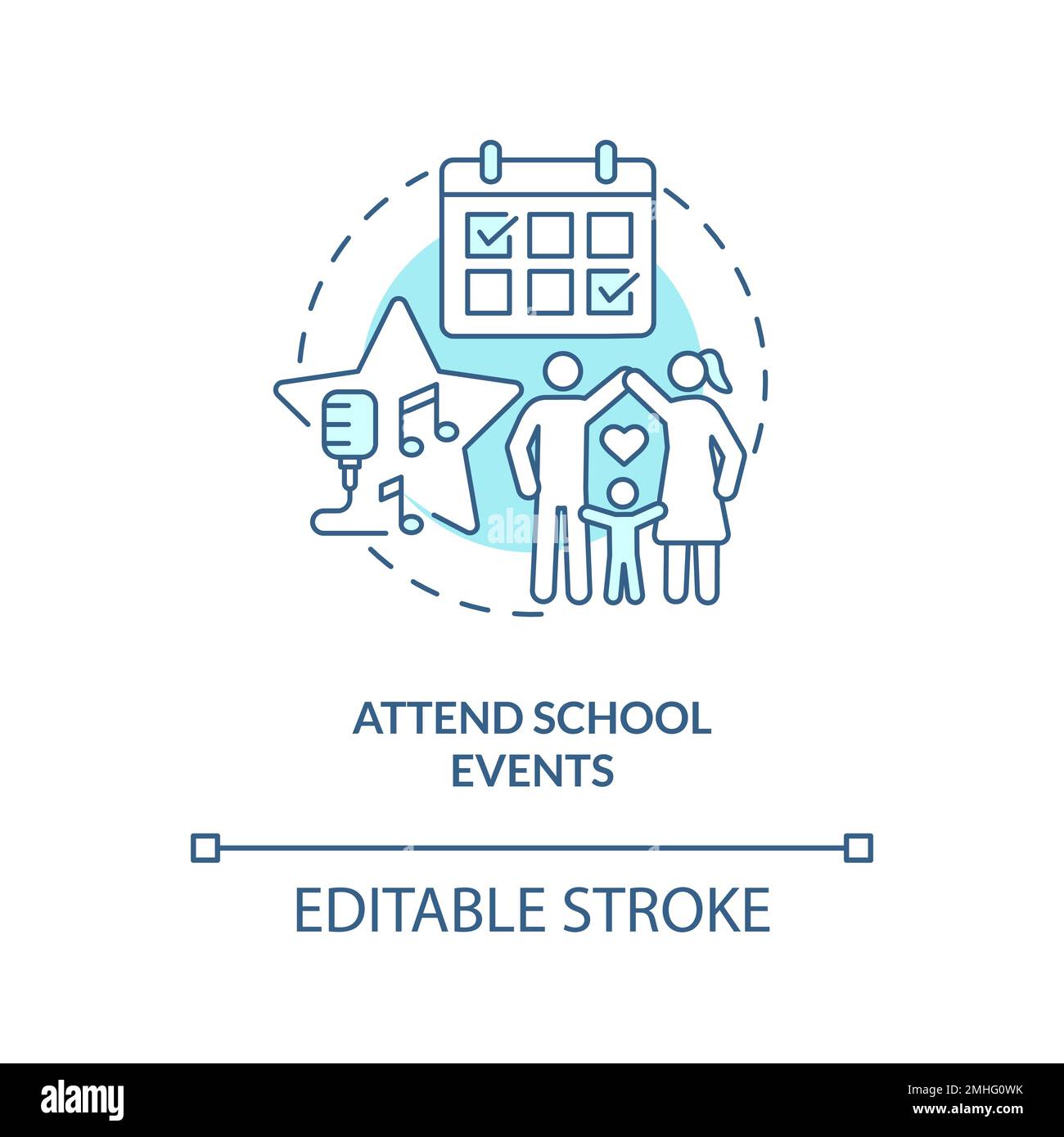 Attend school events turquoise concept icon Stock Vector Image & Art ...