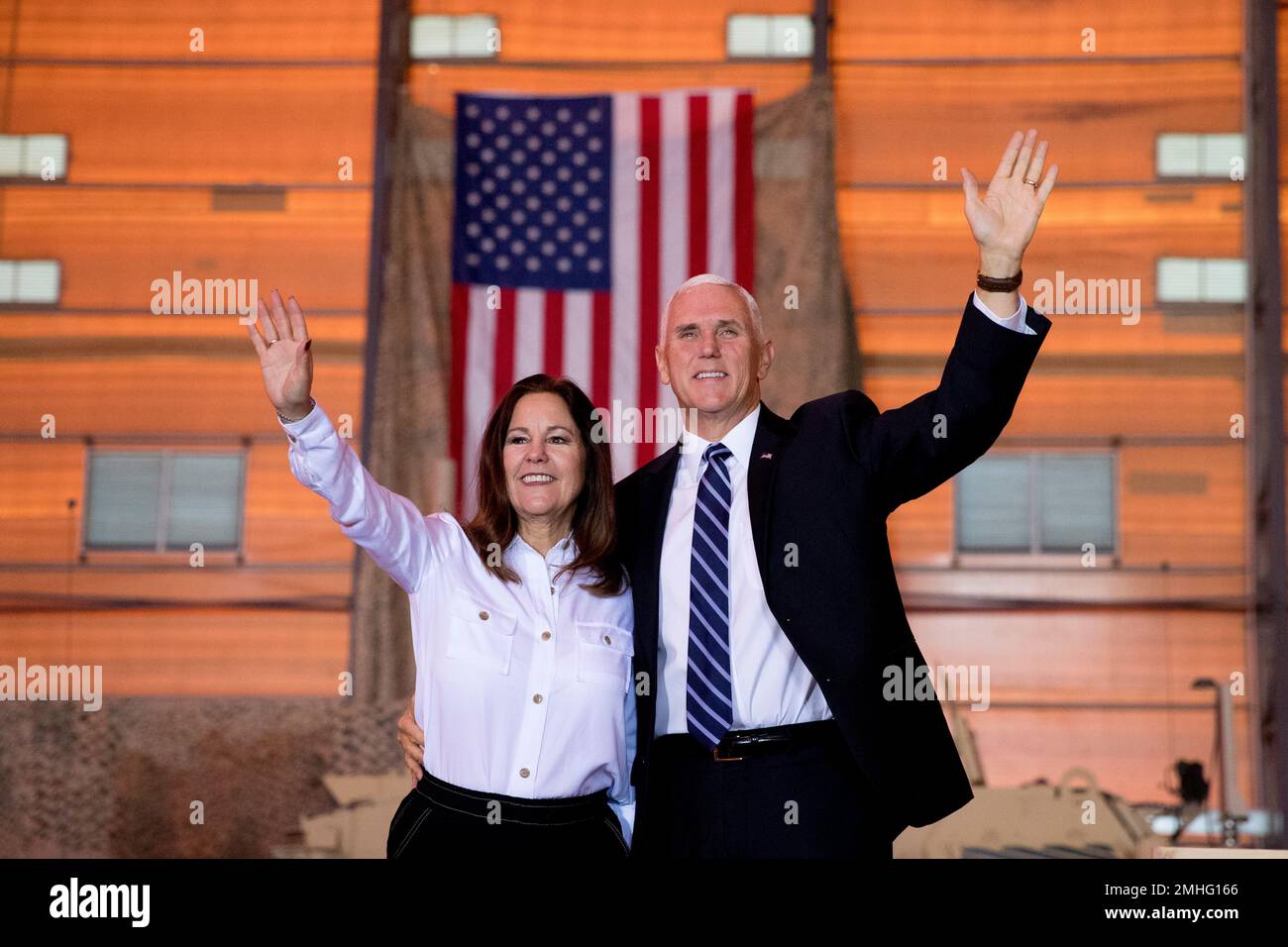 Vice President Mike Pence and his wife Karen Pence take the stage to ...