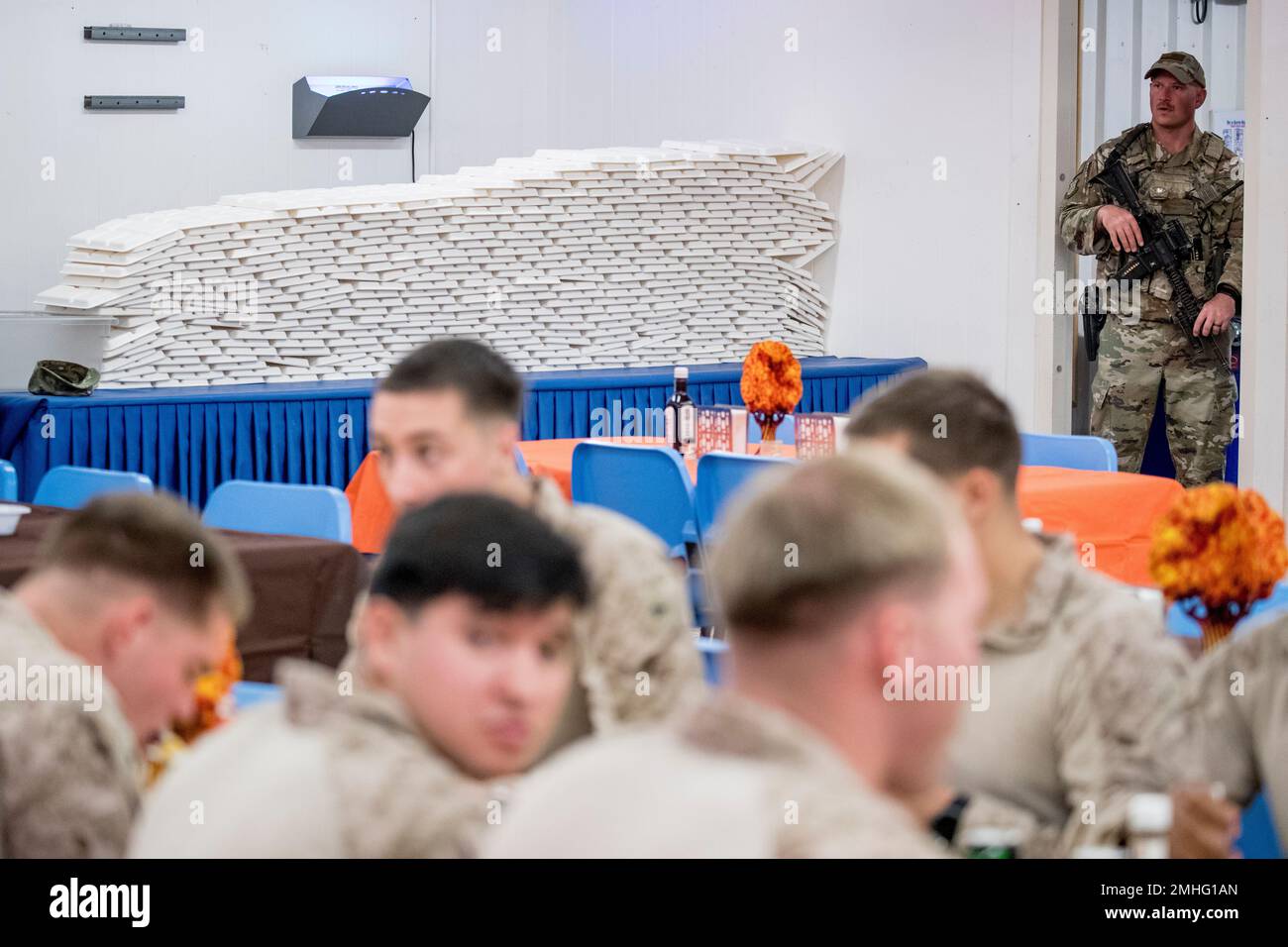 Dinner plates are stacked high as Vice President Mike Pence and his ...