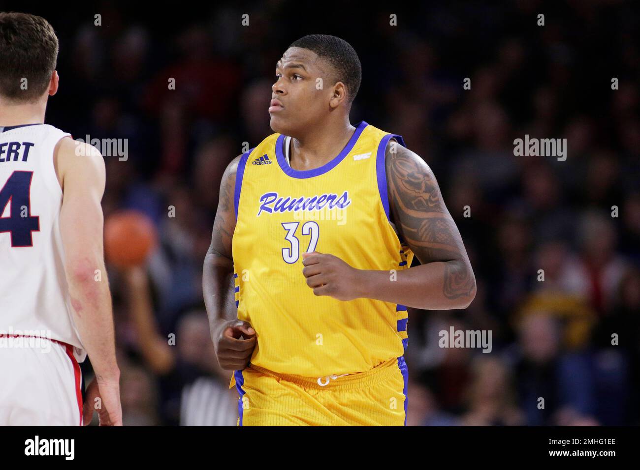 Cal State Bakersfield forward Shawn Stith (32) runs on the court during ...