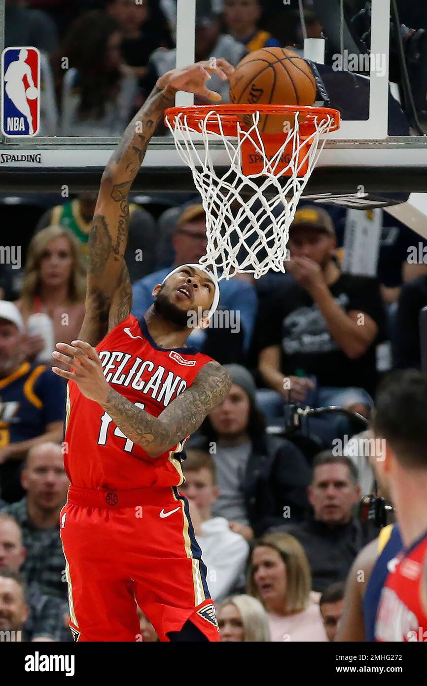 New Orleans Pelicans forward Brandon Ingram (14) dunks against the Utah ...