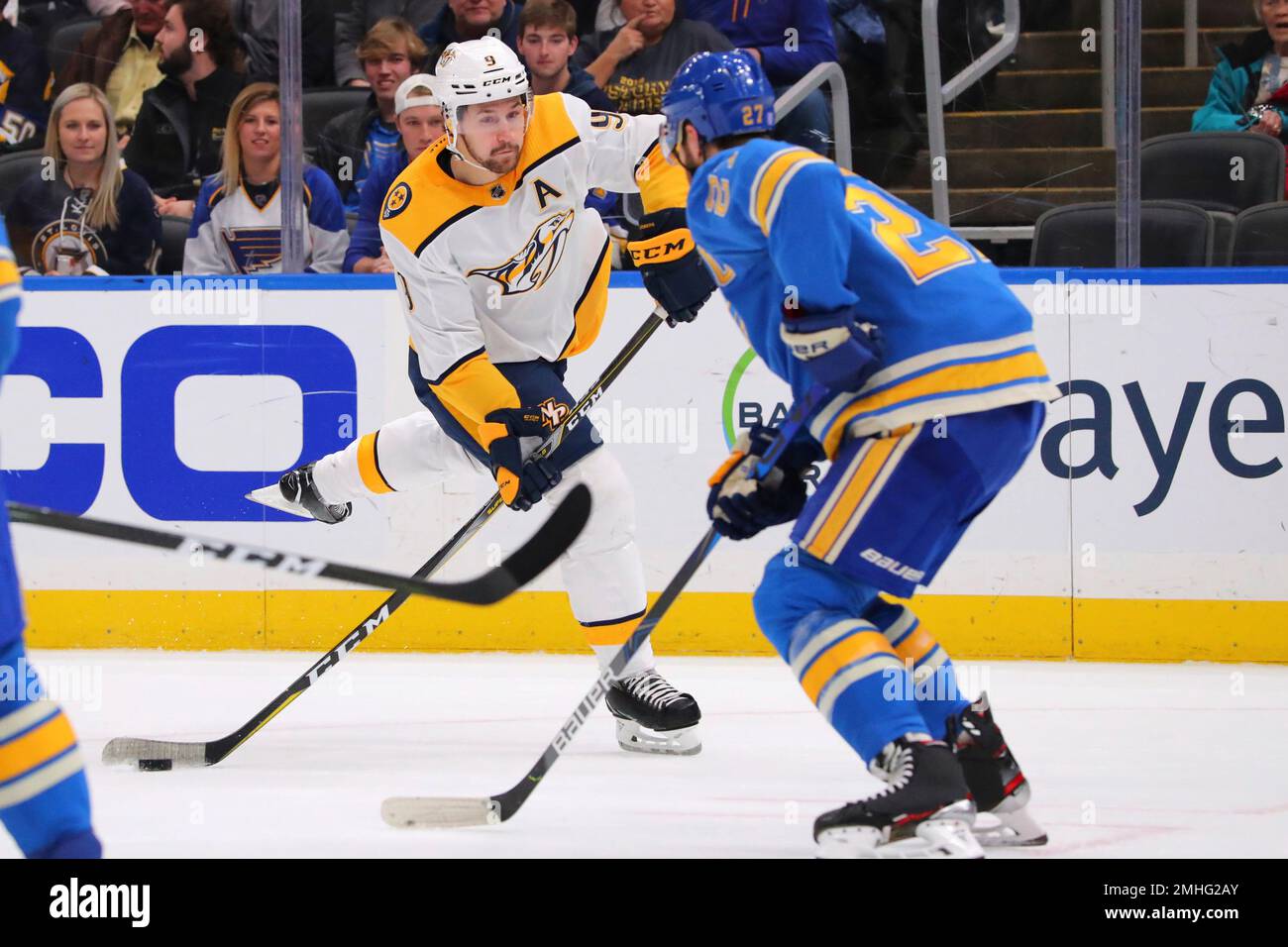 Nashville Predators' Filip Forsberg (9) of Sweden shoots the puck ...