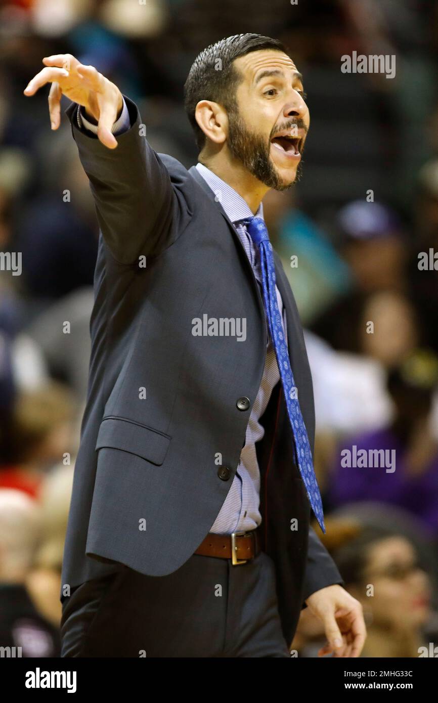 Charlotte Hornets' head coach James Borrego tries to direct his squad ...