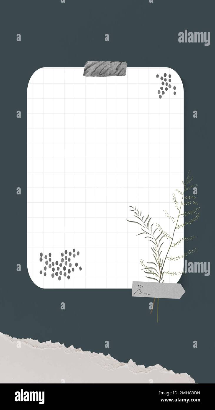 Digital note vector instant photo frame collage with grid paper Stock ...