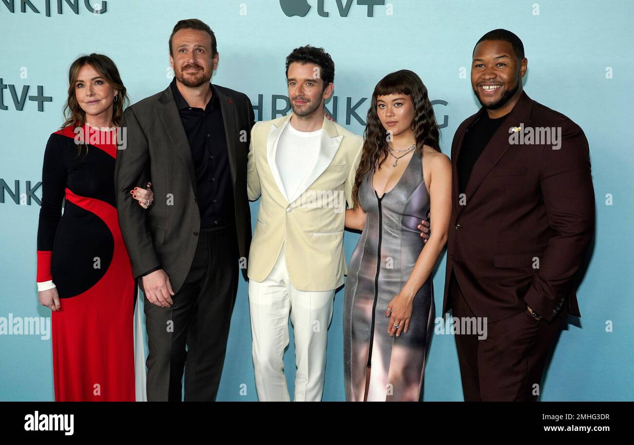 From left, Christa Miller, Jason Segel, Michael Urie, Lukita Maxwell ...