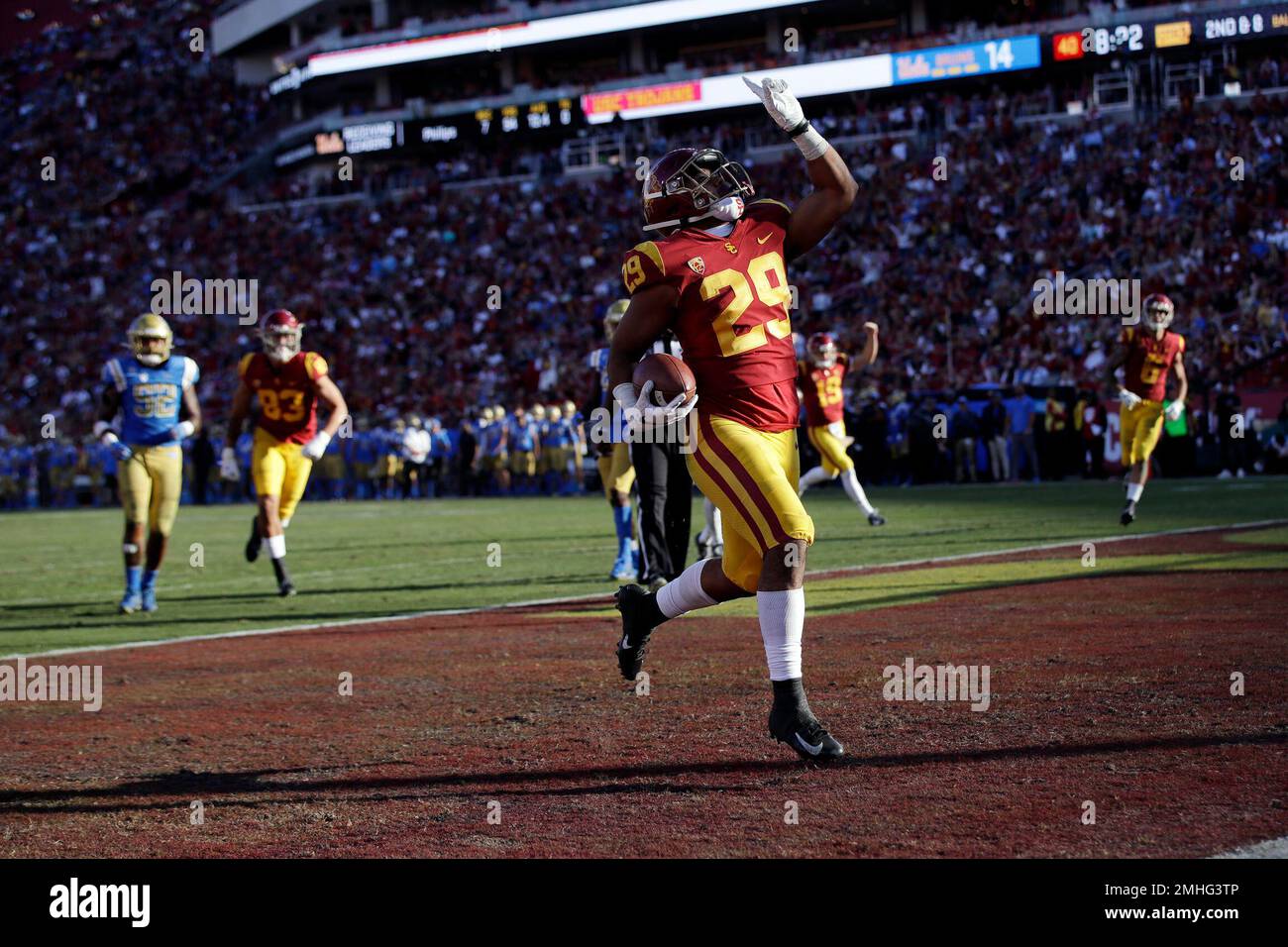 Southern California running back Vavae Malepeai (29) celebrates as he ...