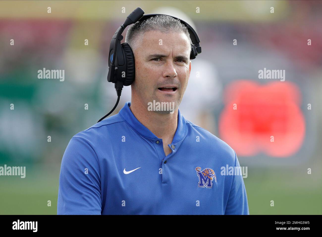 Memphis head coach Mike Norvell during the first half of an NCAA ...