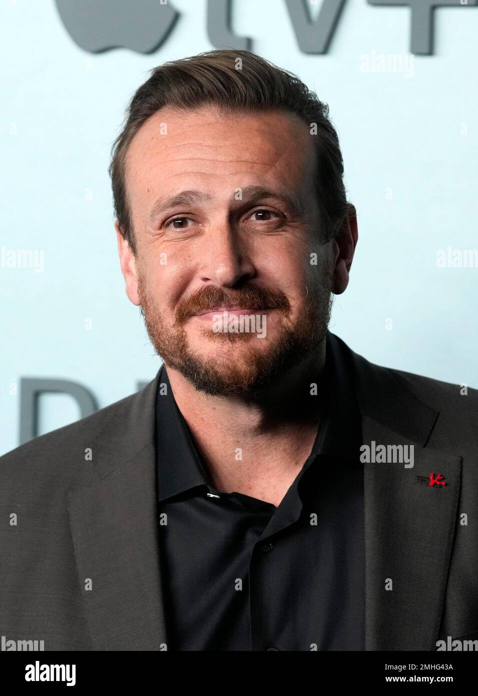 Jason Segel poses at the premiere of the Apple TV+ series "Shrinking ...