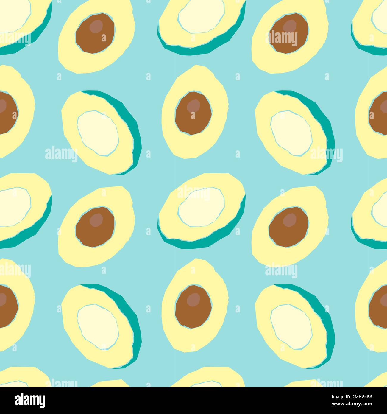 Avocado pattern, blue background, stylized tropical fruit. Vector ...
