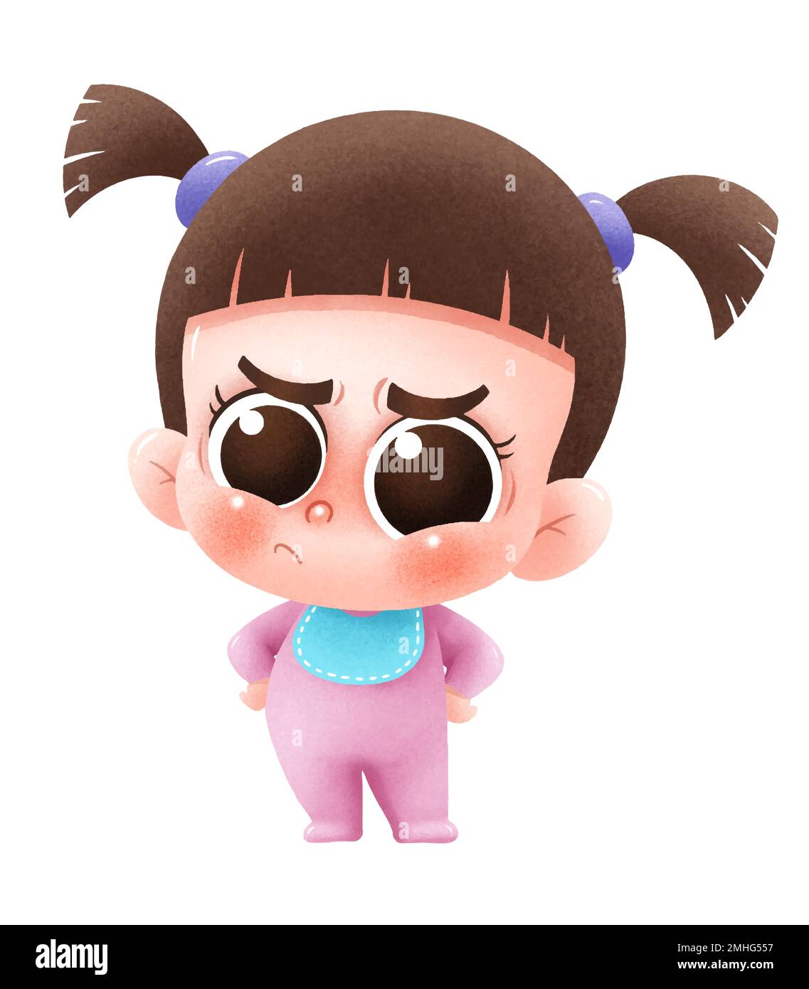 Adorable Angry Baby Girl Illustration – Cute Toddler Expression Stock ...