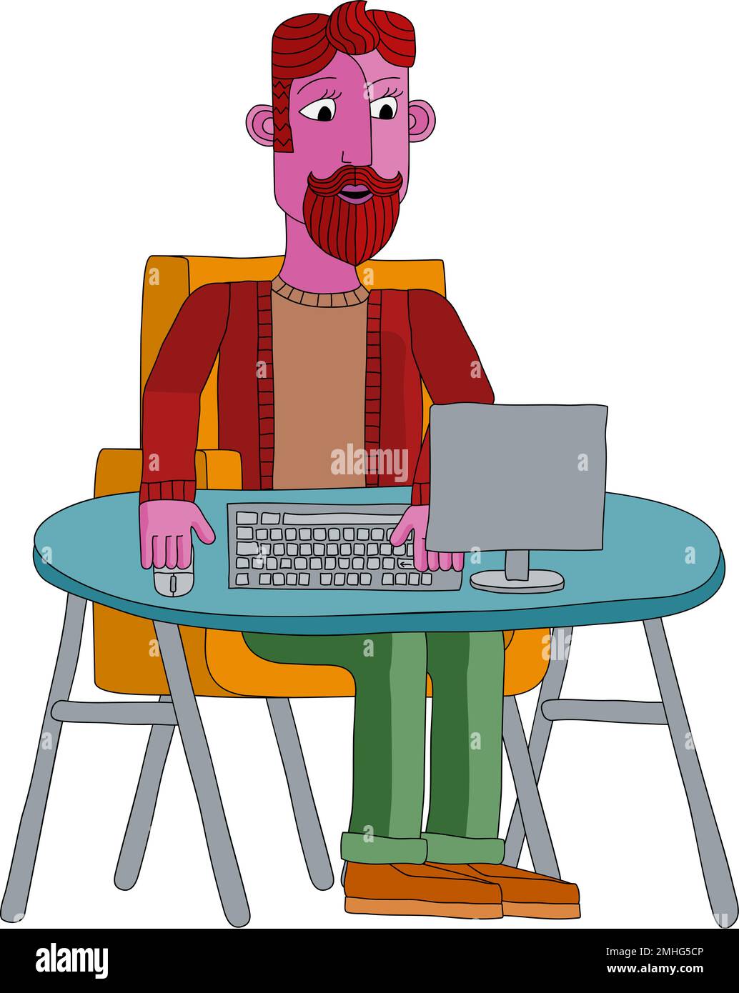 Man Working Behind Desk Computer Workstation Stock Vector Image And Art Alamy