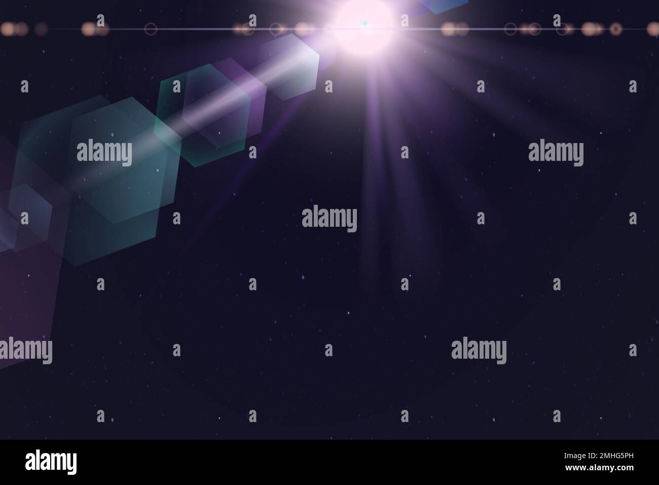 Purple lens flare vector with hexagon ghost effect on dark background ...