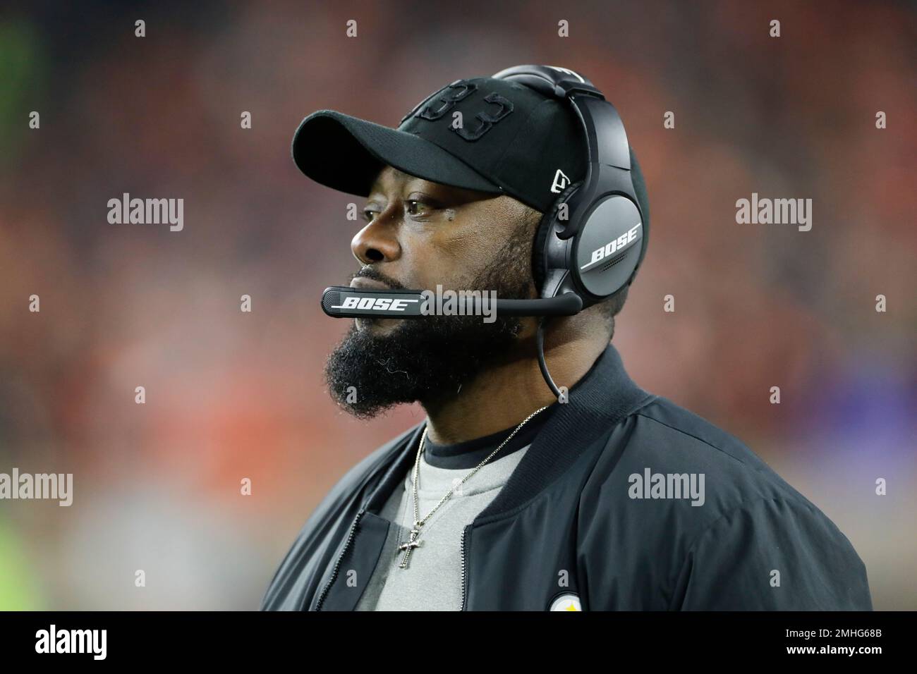Pittsburgh Steelers head coach Mike Tomlin stands on the sideline ...