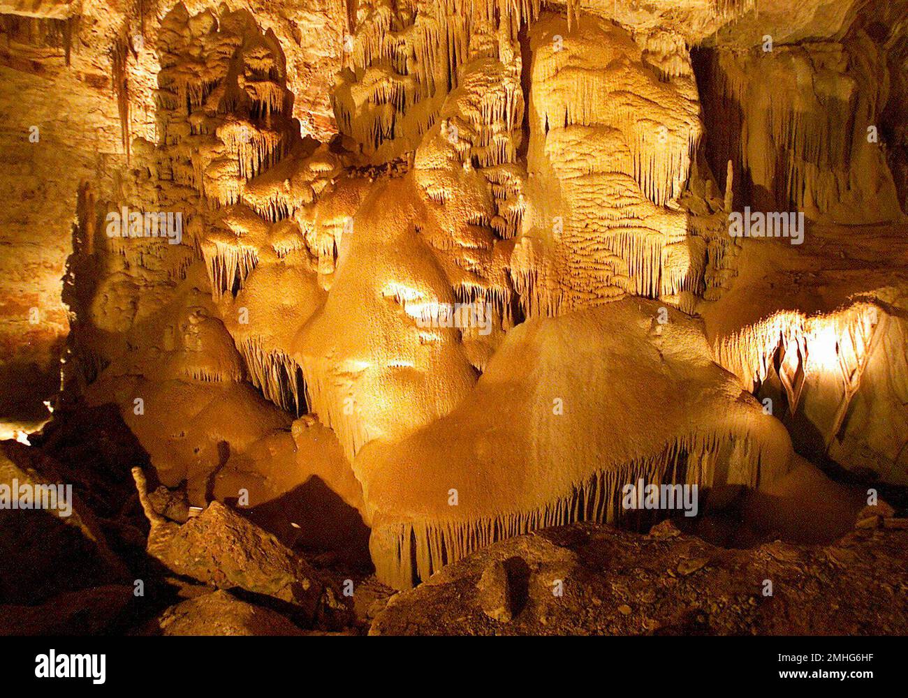 FILE- In a Nov. 6, 2003 file photo, a huge flowstone wall in the Big ...