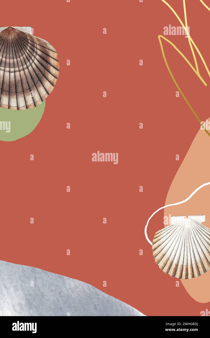 Clam shell and clamshell pattern on orange background vector Stock ...