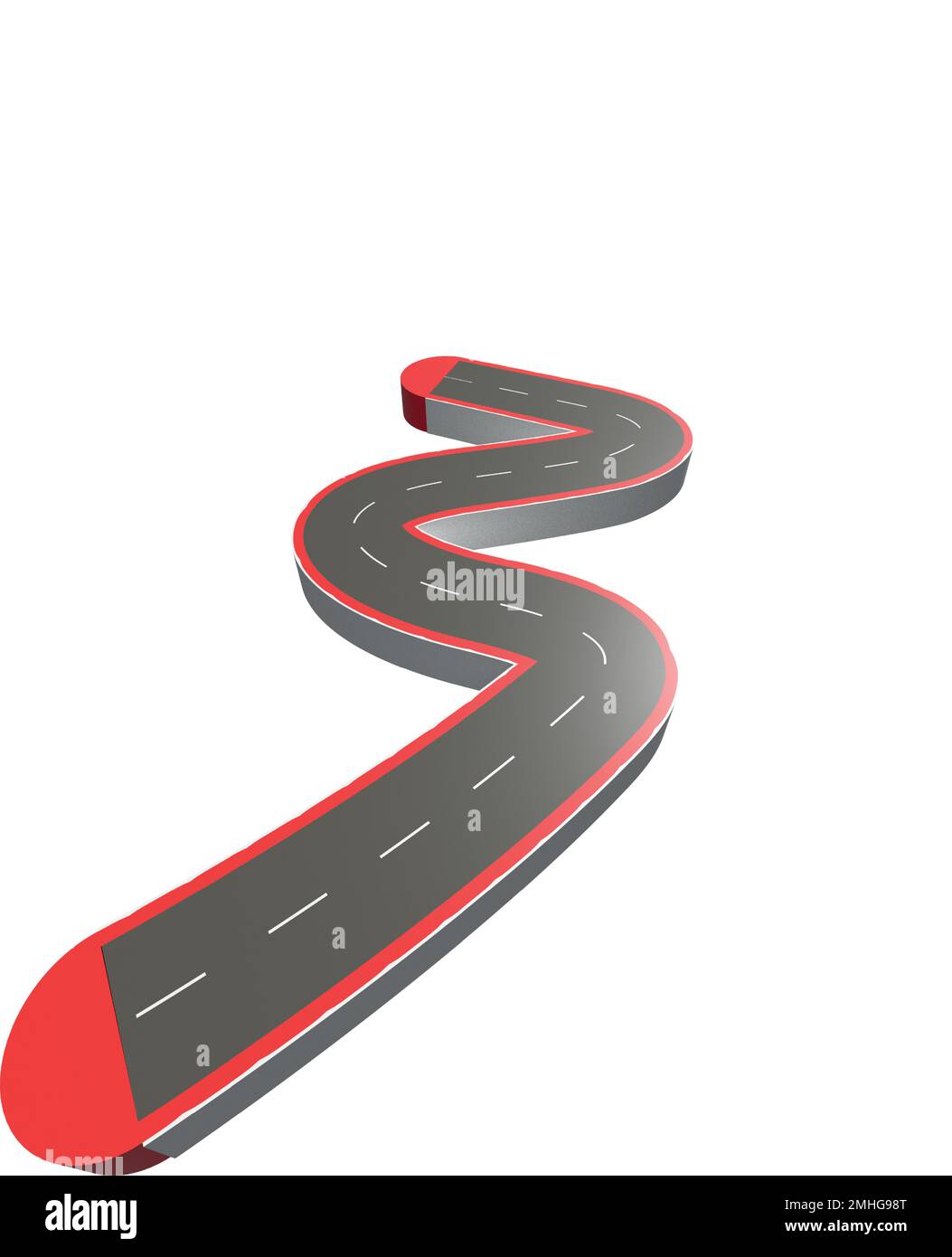 Modern paved road or highway symbol with hairpin curve disappearing ...