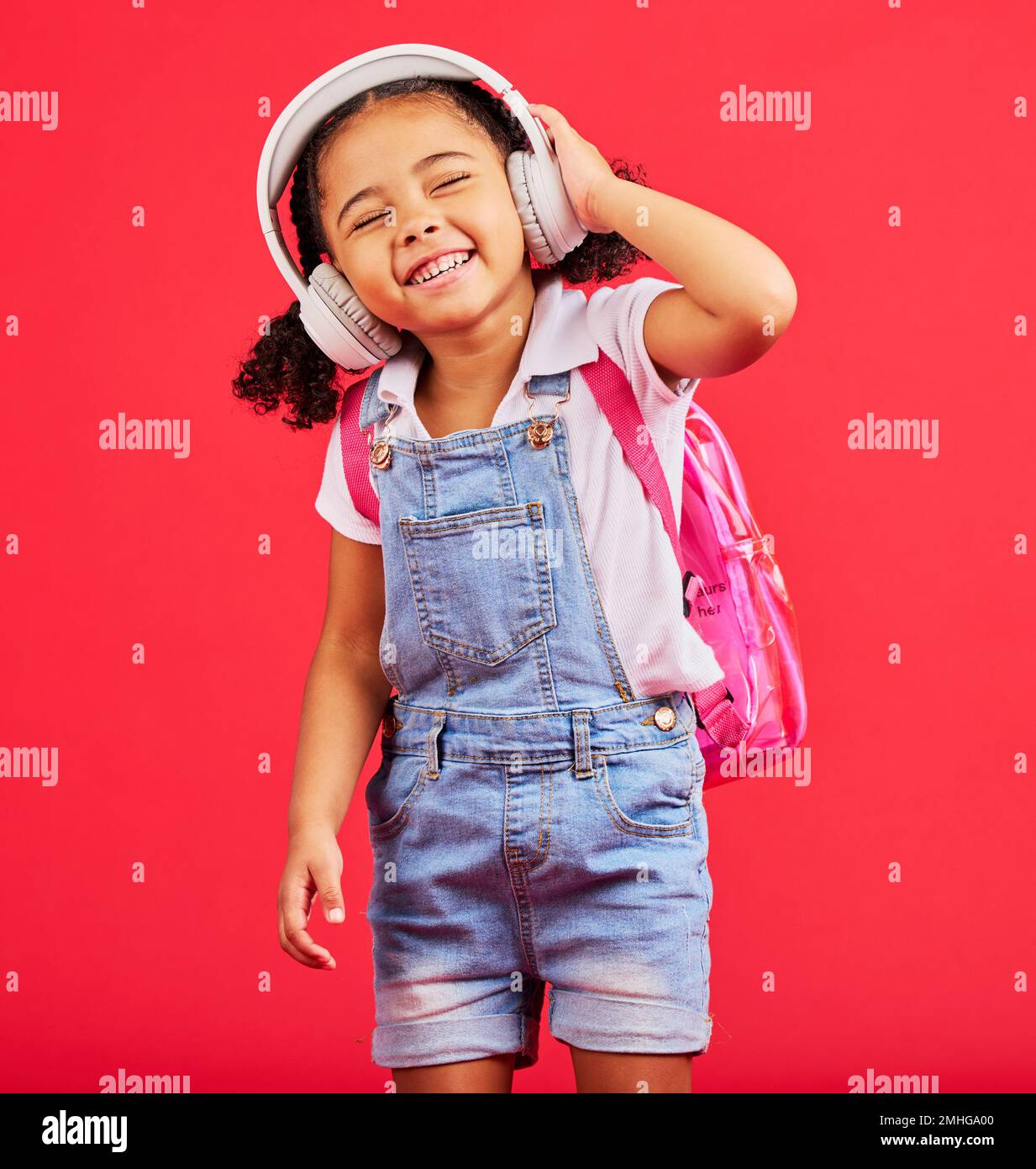 Student, child or headphones for music, school podcast or education ...