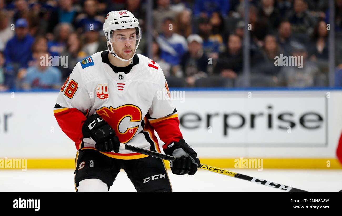 Calgary Flames' Andrew Mangiapane in action during the second period of ...
