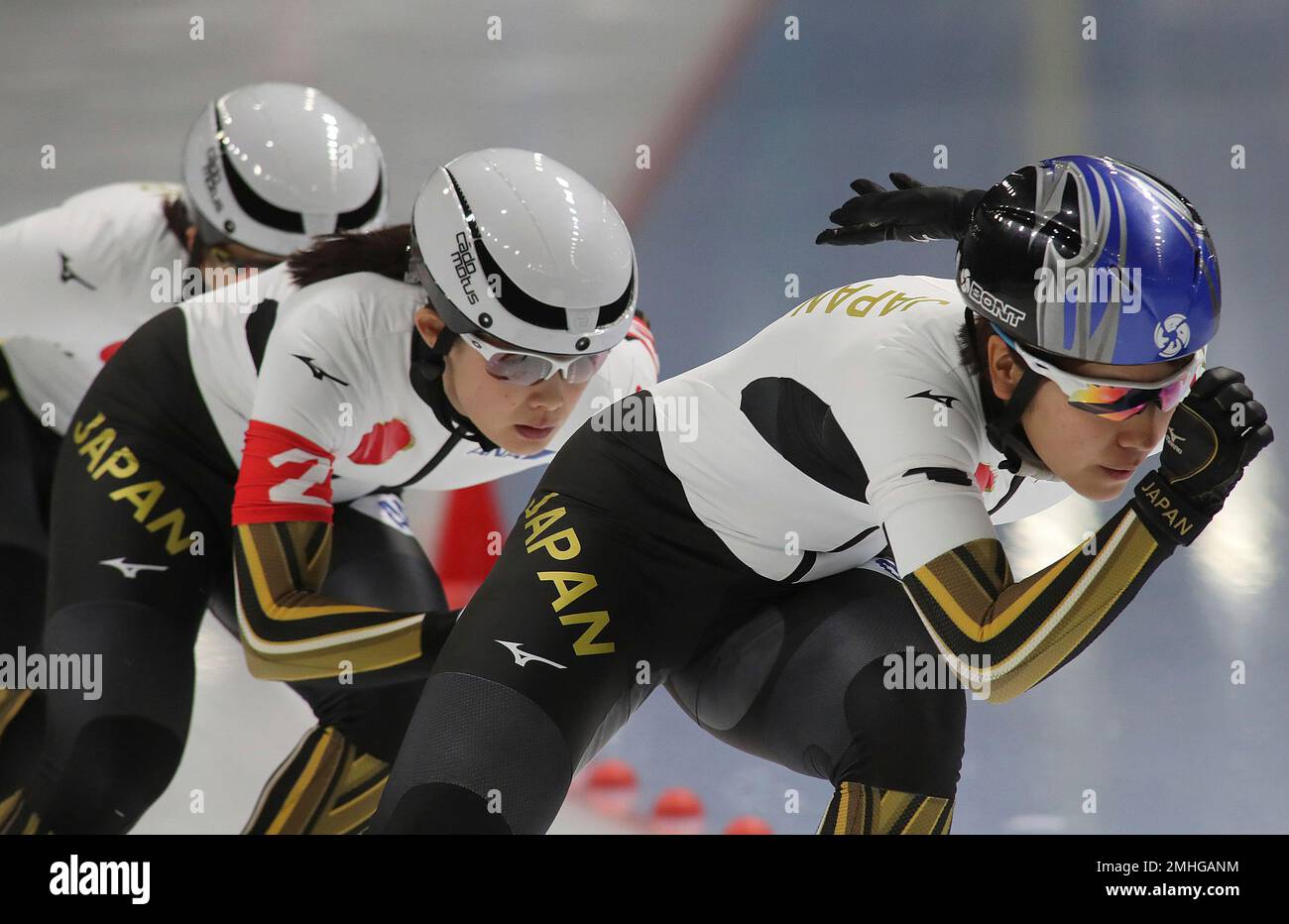 Japan's sprint team compete during the women's 500 meters race of the ...