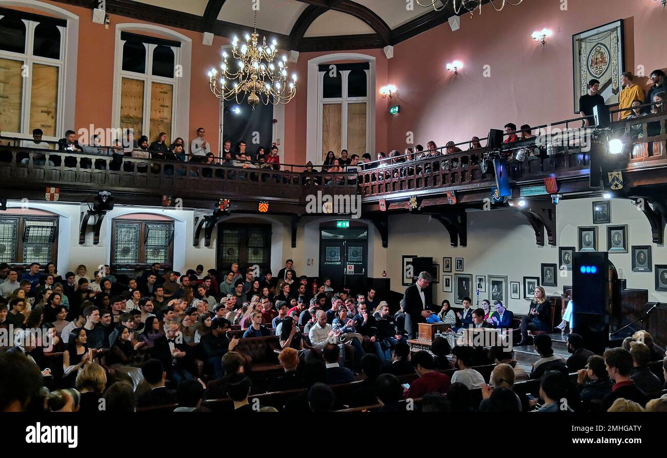 In this photo taken on Thursday, Nov. 21, 2019, audience members look ...