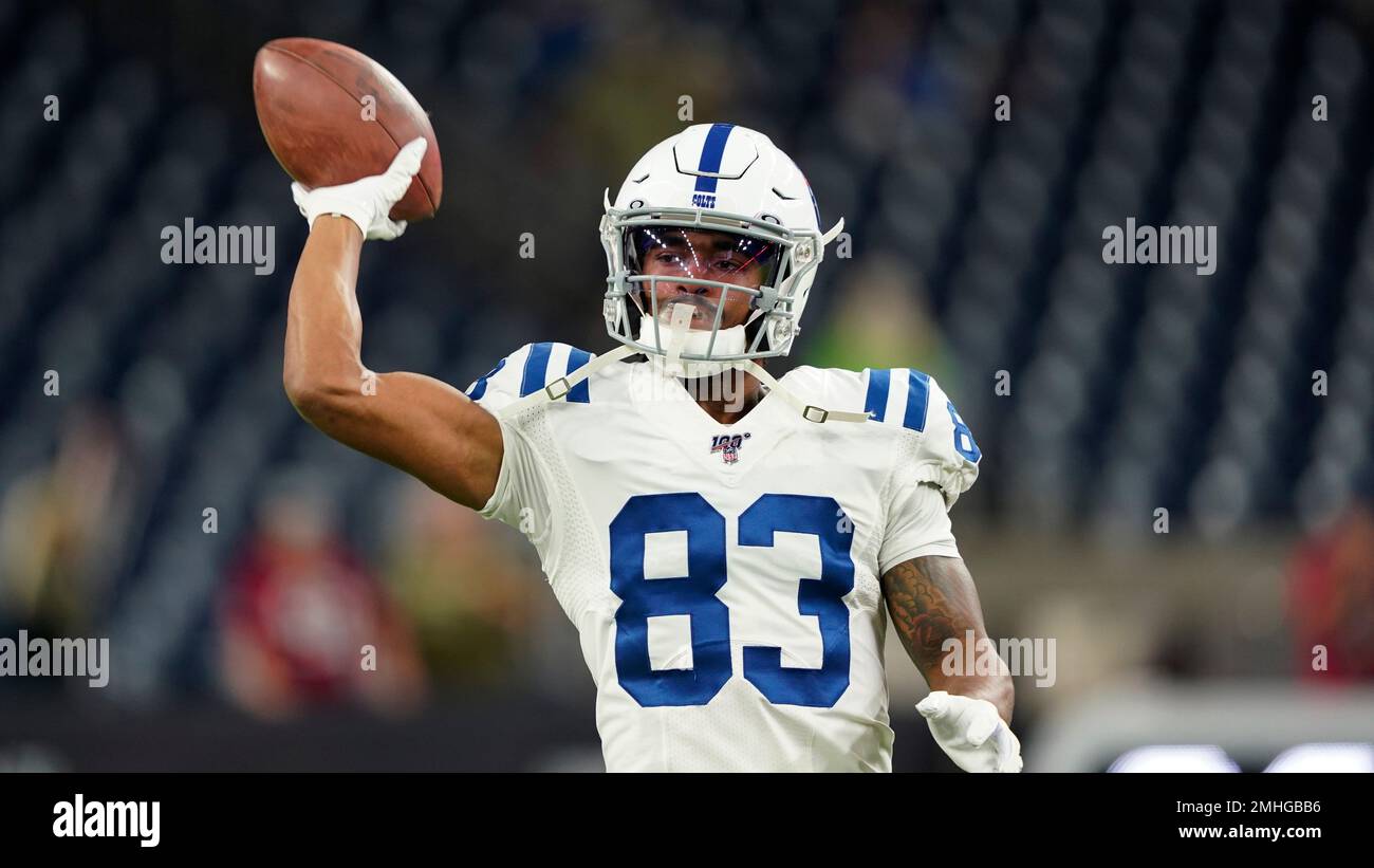 Indianapolis Colts wide receiver Marcus Johnson (83) before an NFL ...