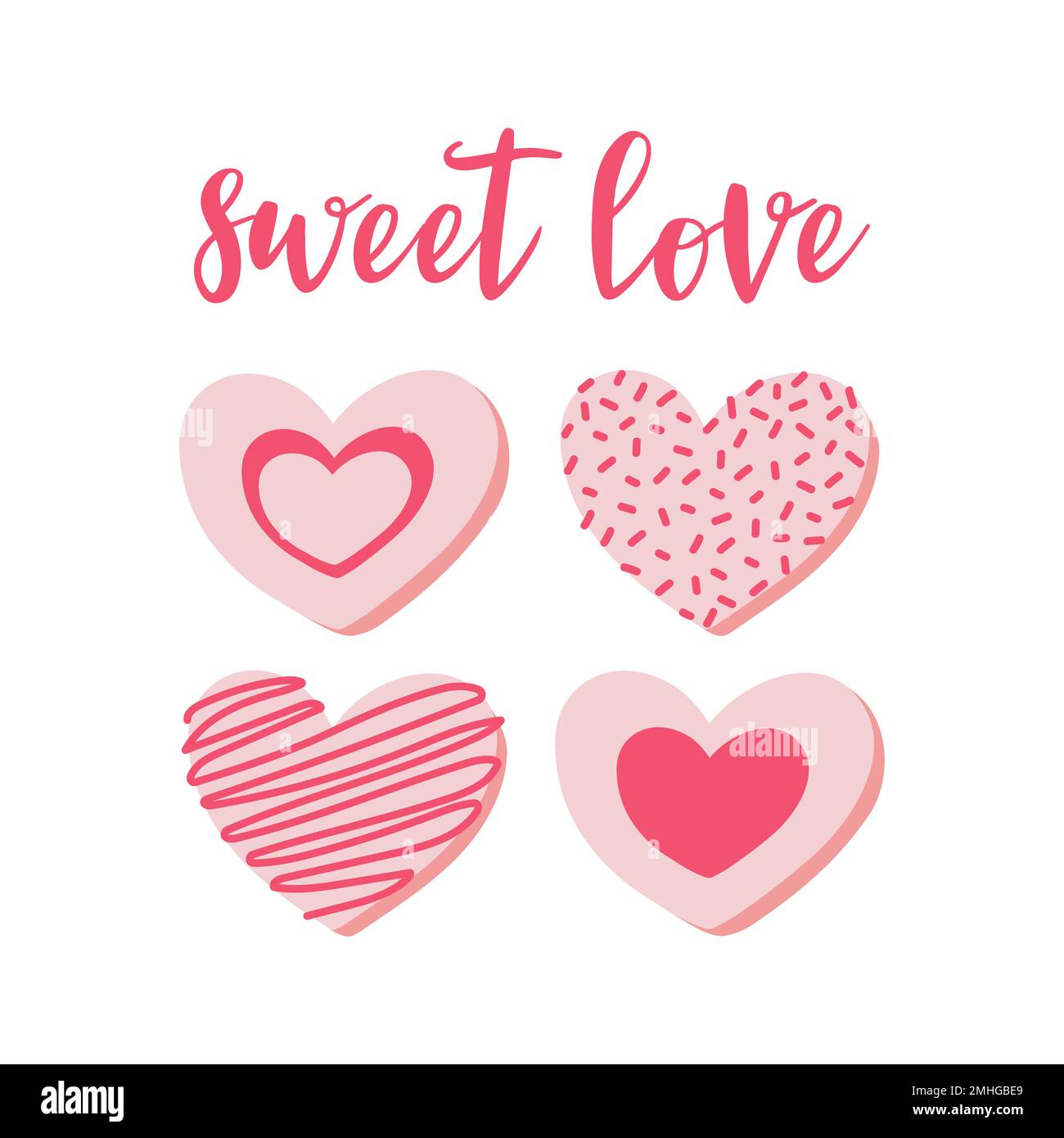 Cute Valentines banner, greeting card design with text lettering vector ...