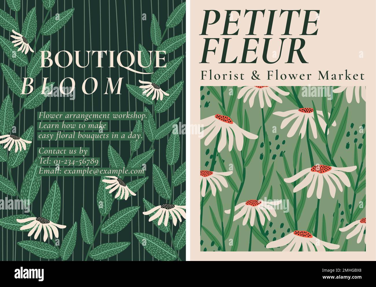 Retro flower patterns vector template set for poster Stock Vector Image ...