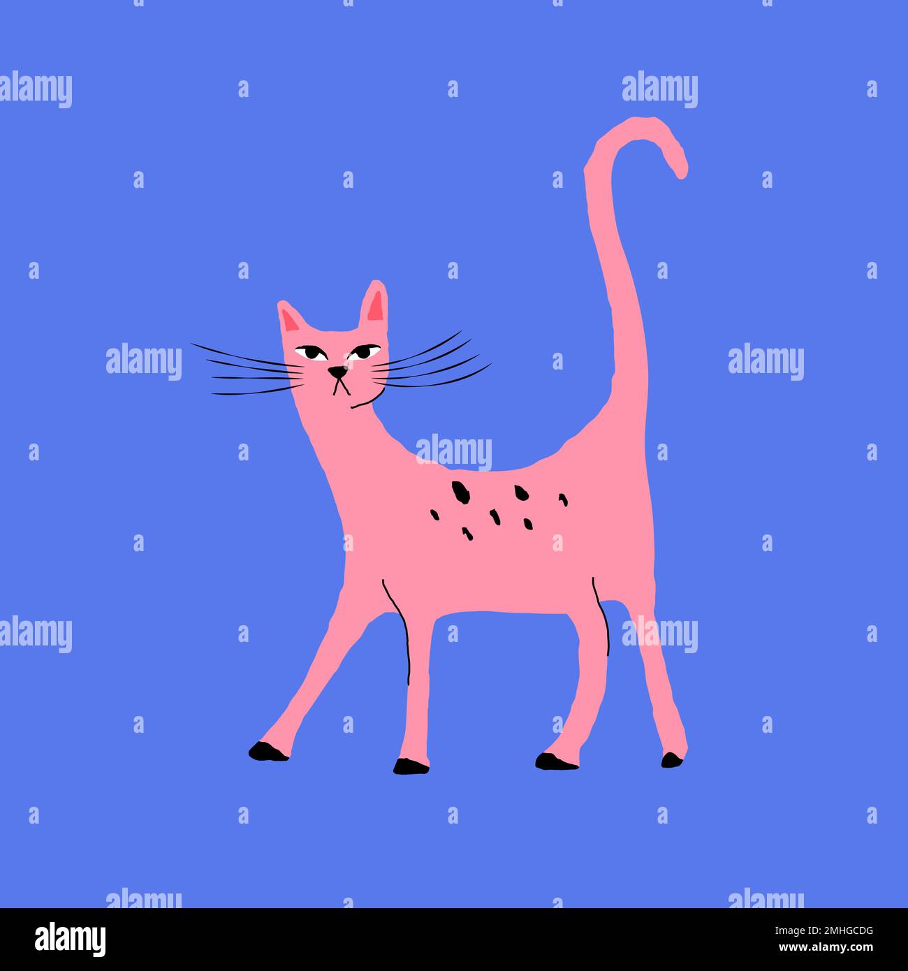 Pink cat element vector animal illustration Stock Vector Image & Art ...