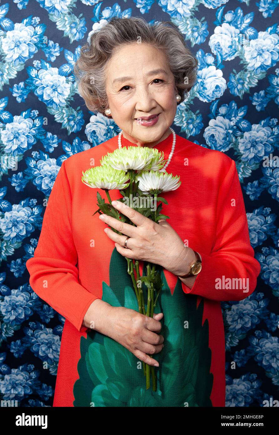 This Nov. 11, 2019 photo shows actress Zhao Shuzhen posing in West Hollywood, Calif. to promote ...