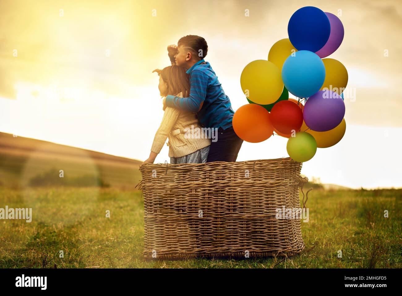 Scanning the horizon with his trusty co-pilot. a pair of adorable ...