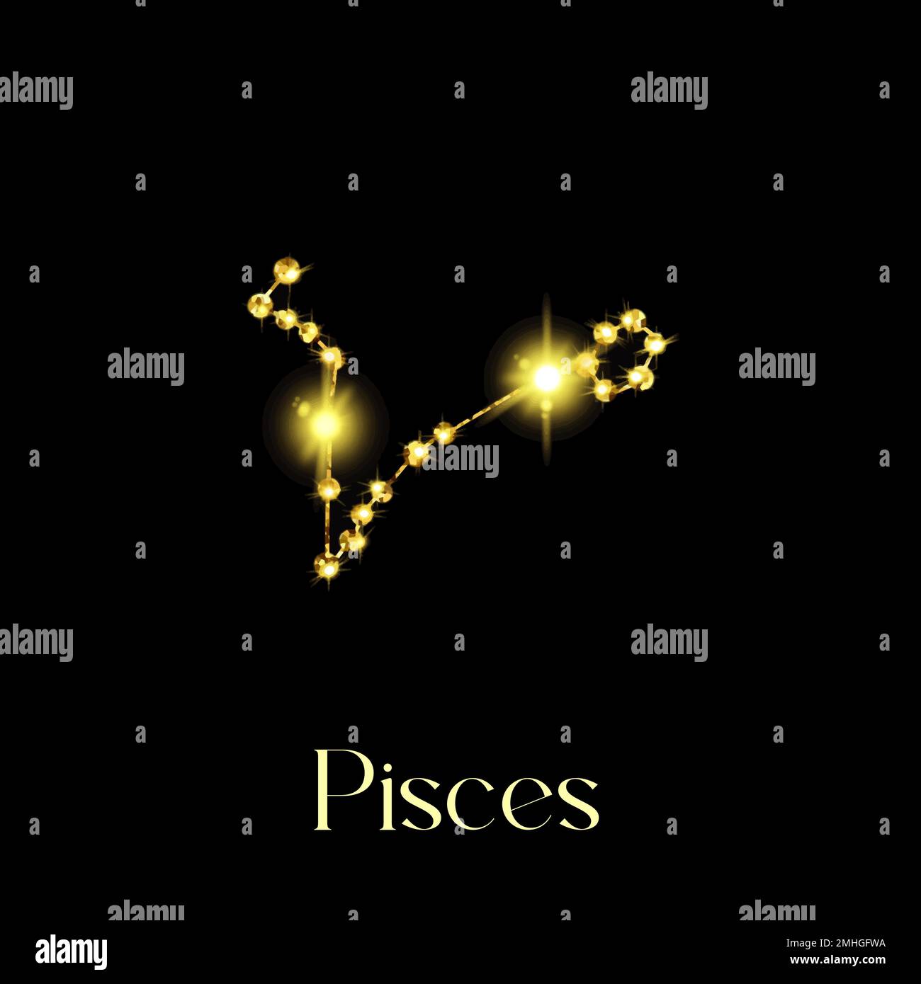 Horoscope Pisces Constellations of the zodiac sign from a golden ...