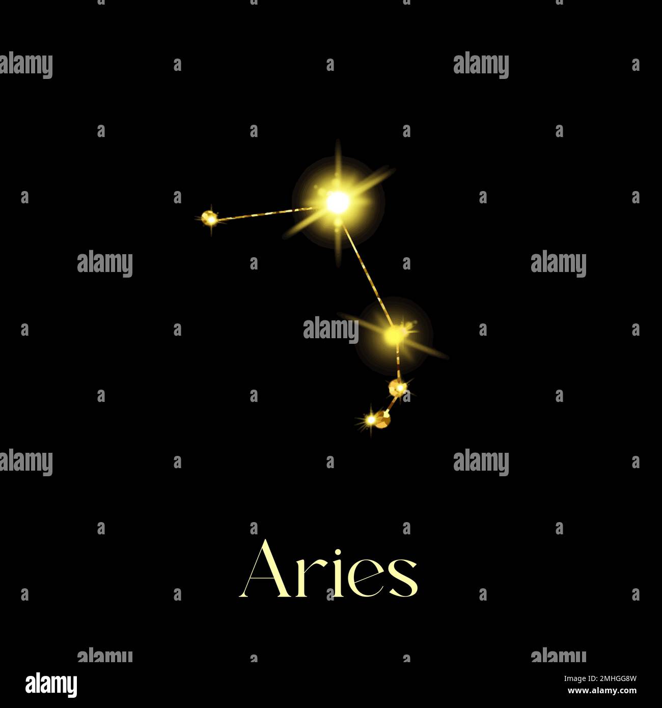 Horoscope Aries Constellations of the zodiac sign from a golden texture ...