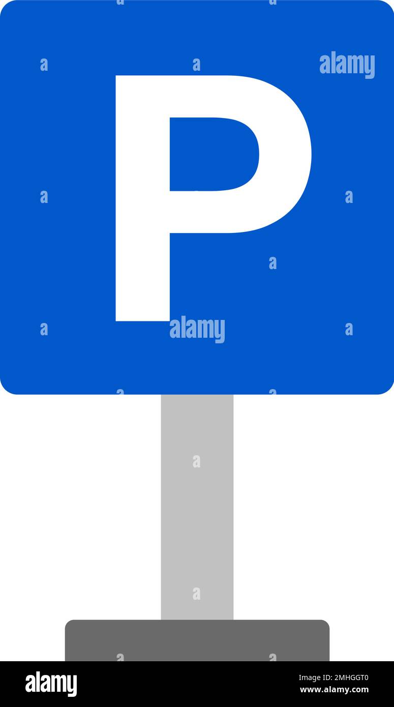 Flat design parking sign and pole. Parking area for bicycles, cars and ...