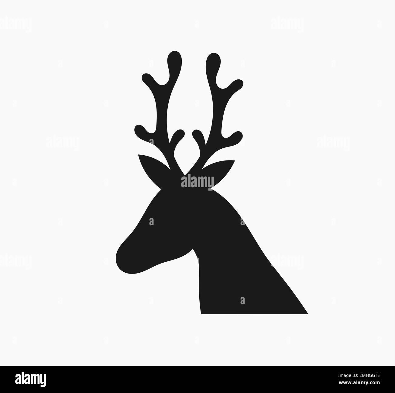 Reindeer head shape icon isolated on white background. Vector ...