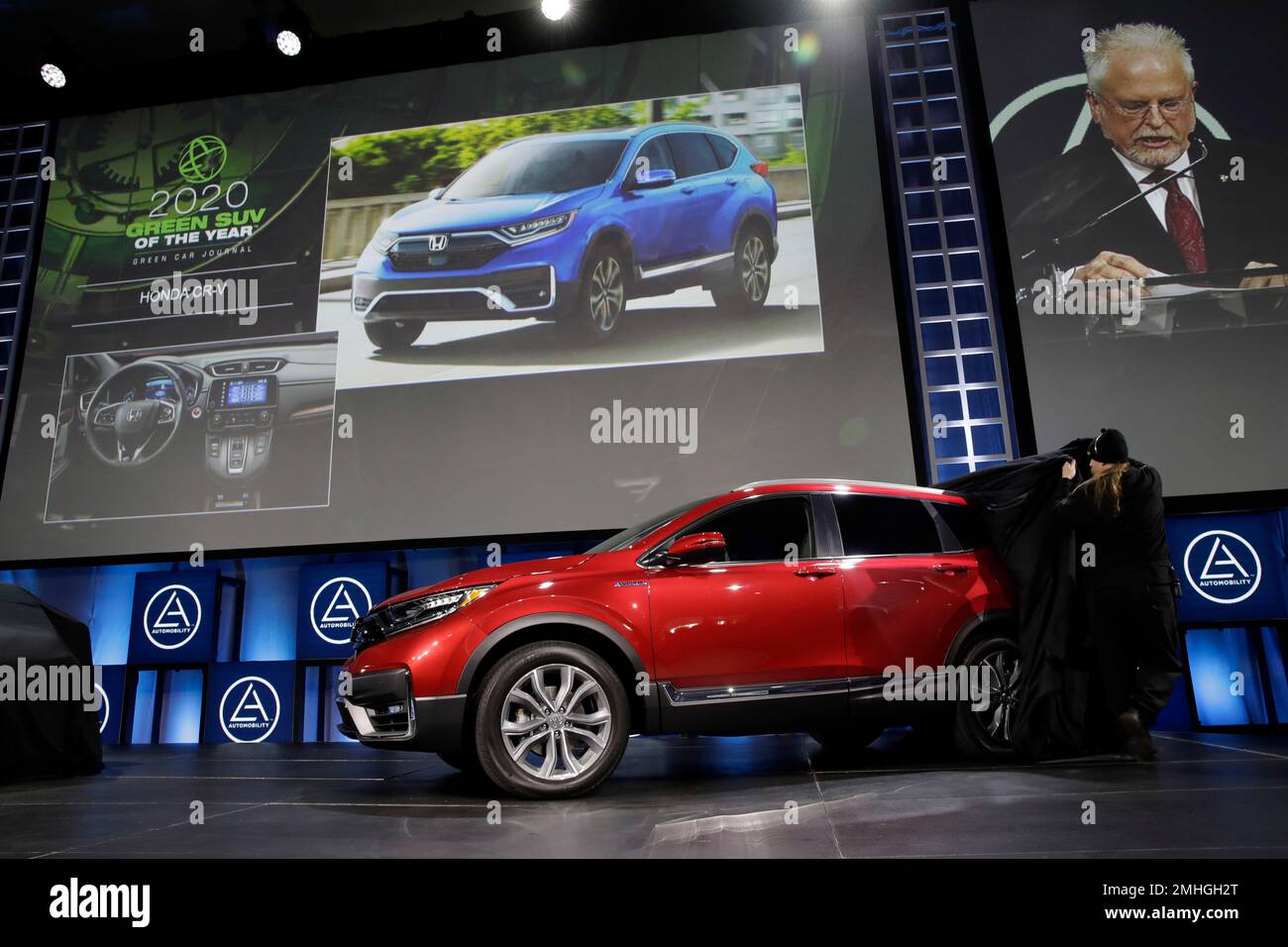 The 2020 Toyota CR-V is unveiled as the Green Car of the Year at the AutoMobility LA auto show ...