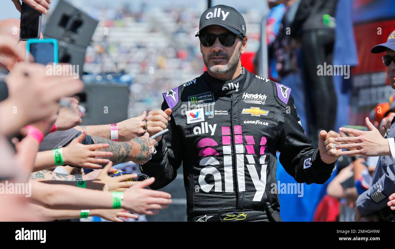 NASCAR Cup Series driver Jimmie Johnson (48) greets fans during driver ...